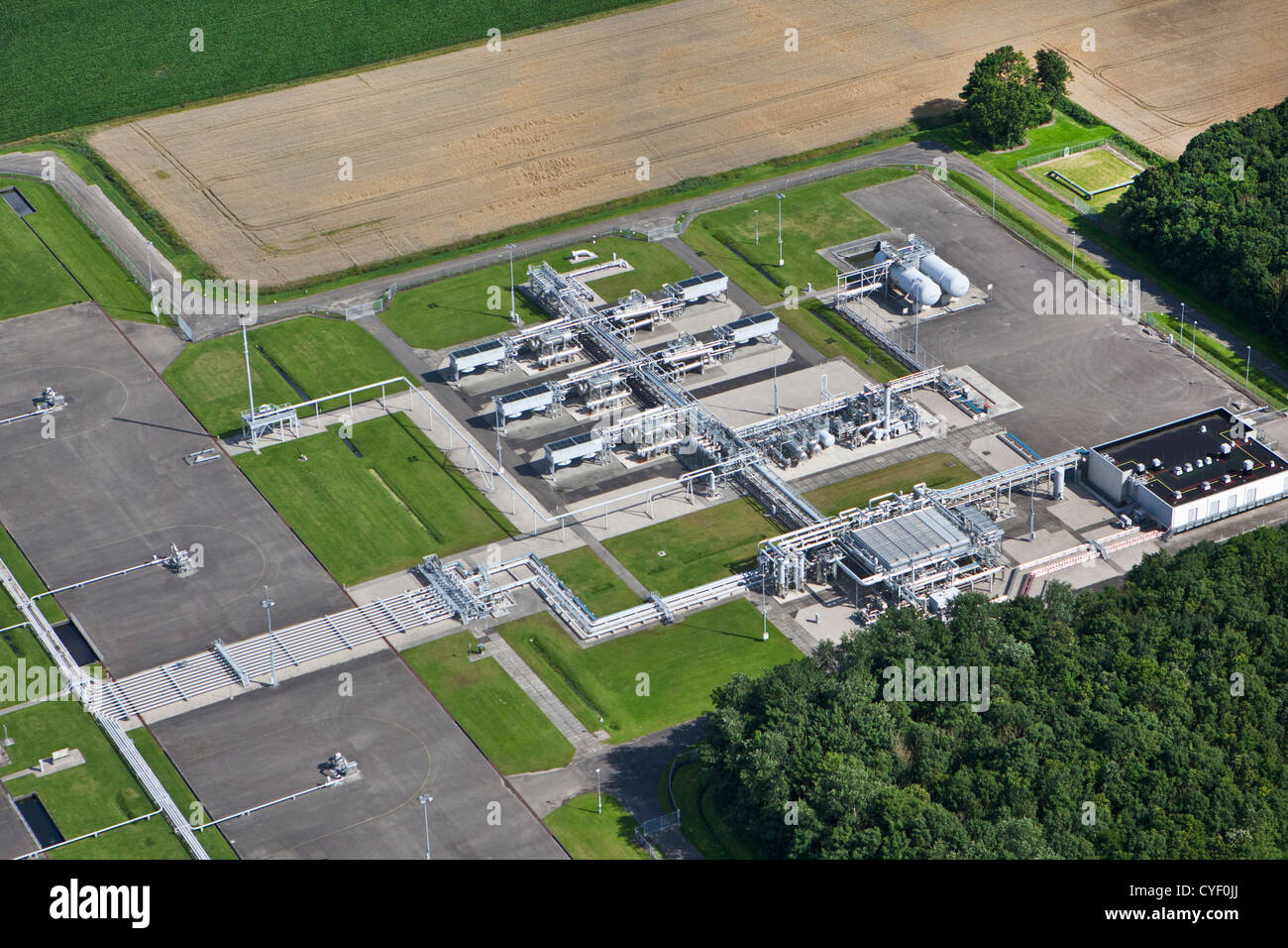 The Netherlands, Appingedam. Gas distribution center. Aerial Stock ...