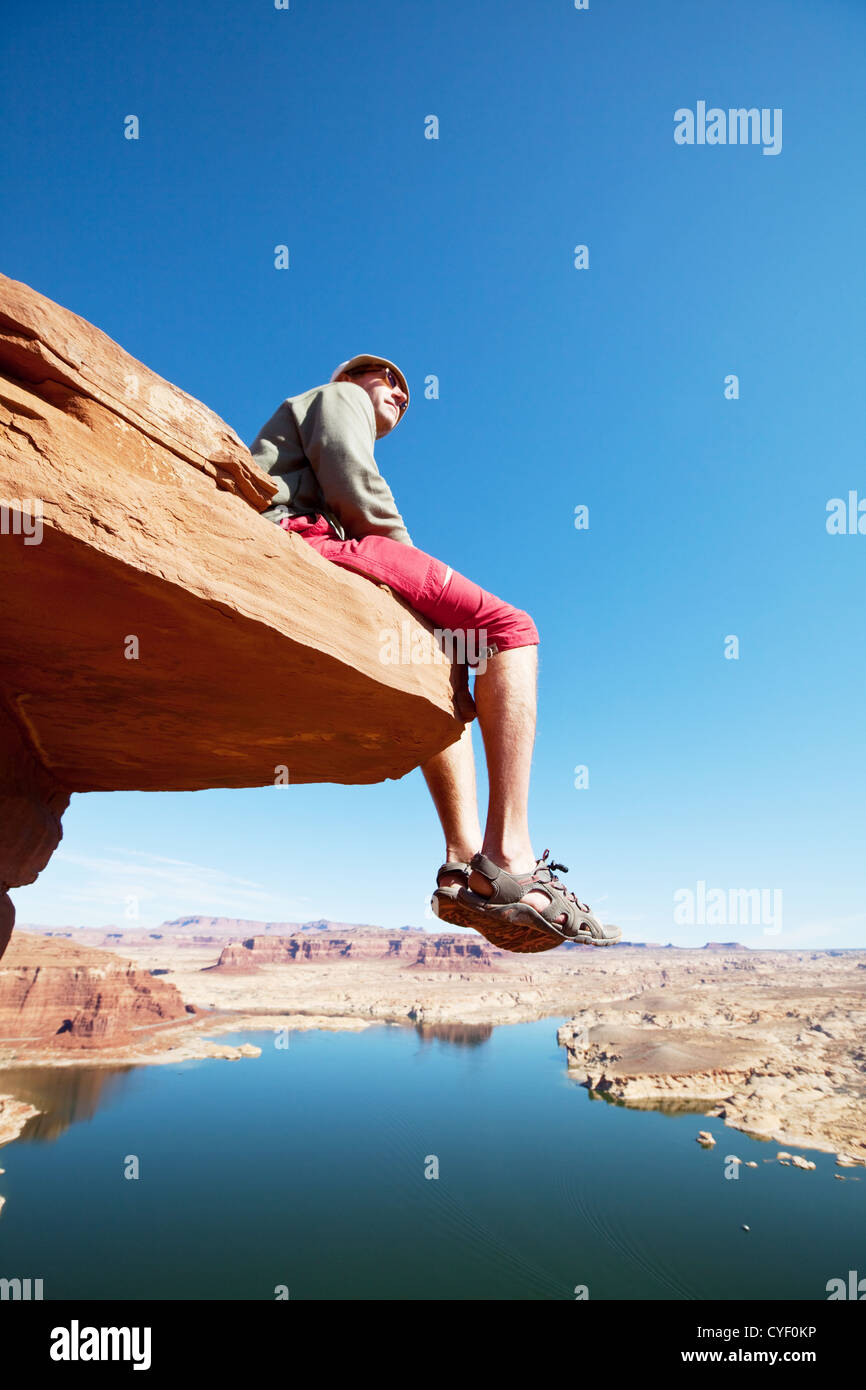 man on the cliff Stock Photo - Alamy