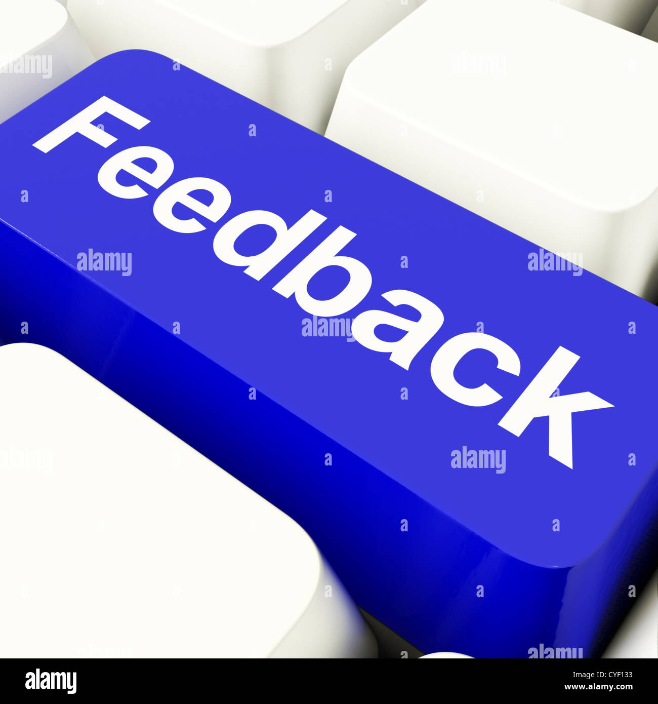Feedback Computer Key In Blue Showing Opinion And Surveys Stock Photo ...