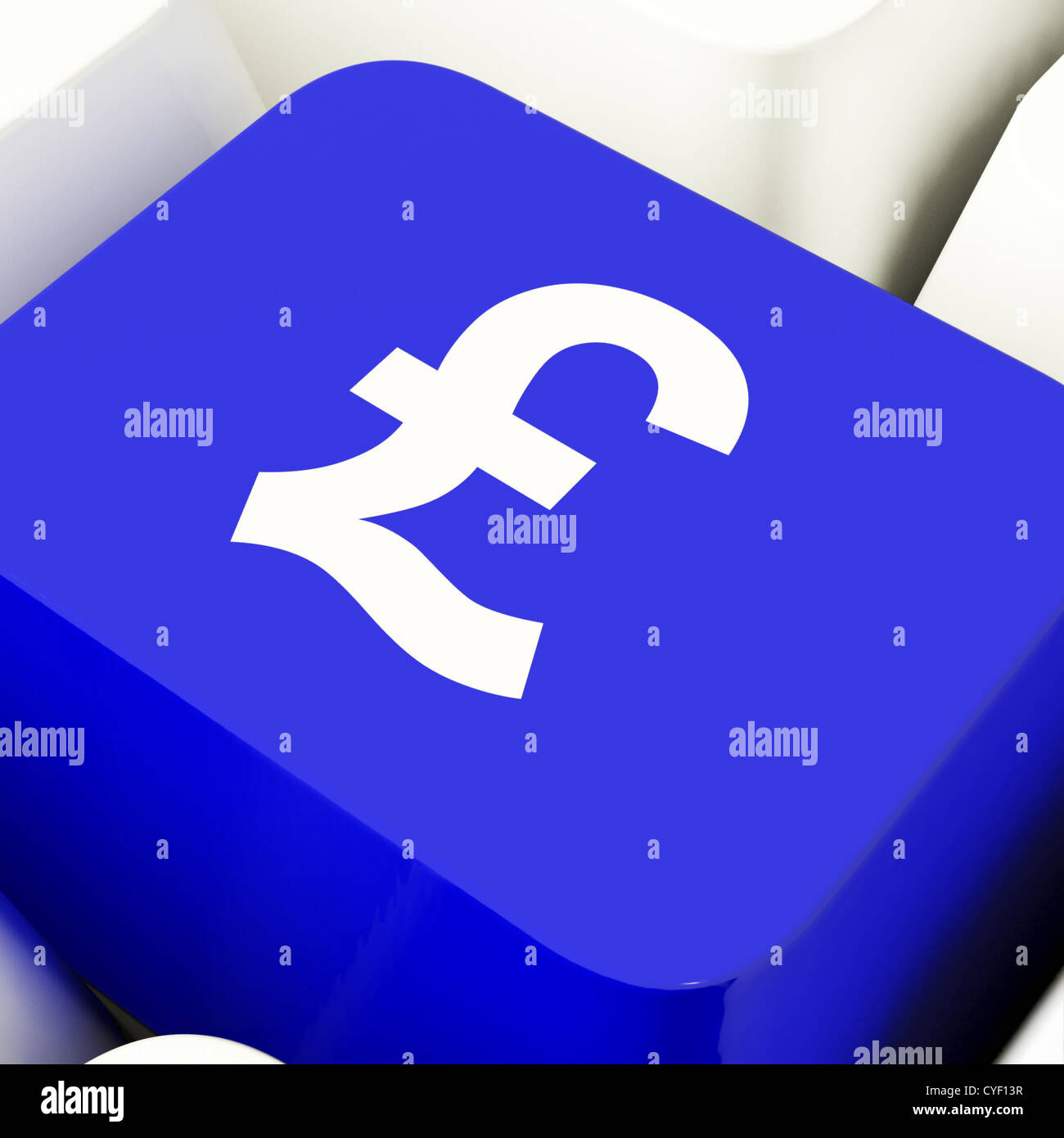 Pound Symbol Computer Key In Blue Showing Money And Investments Stock ...