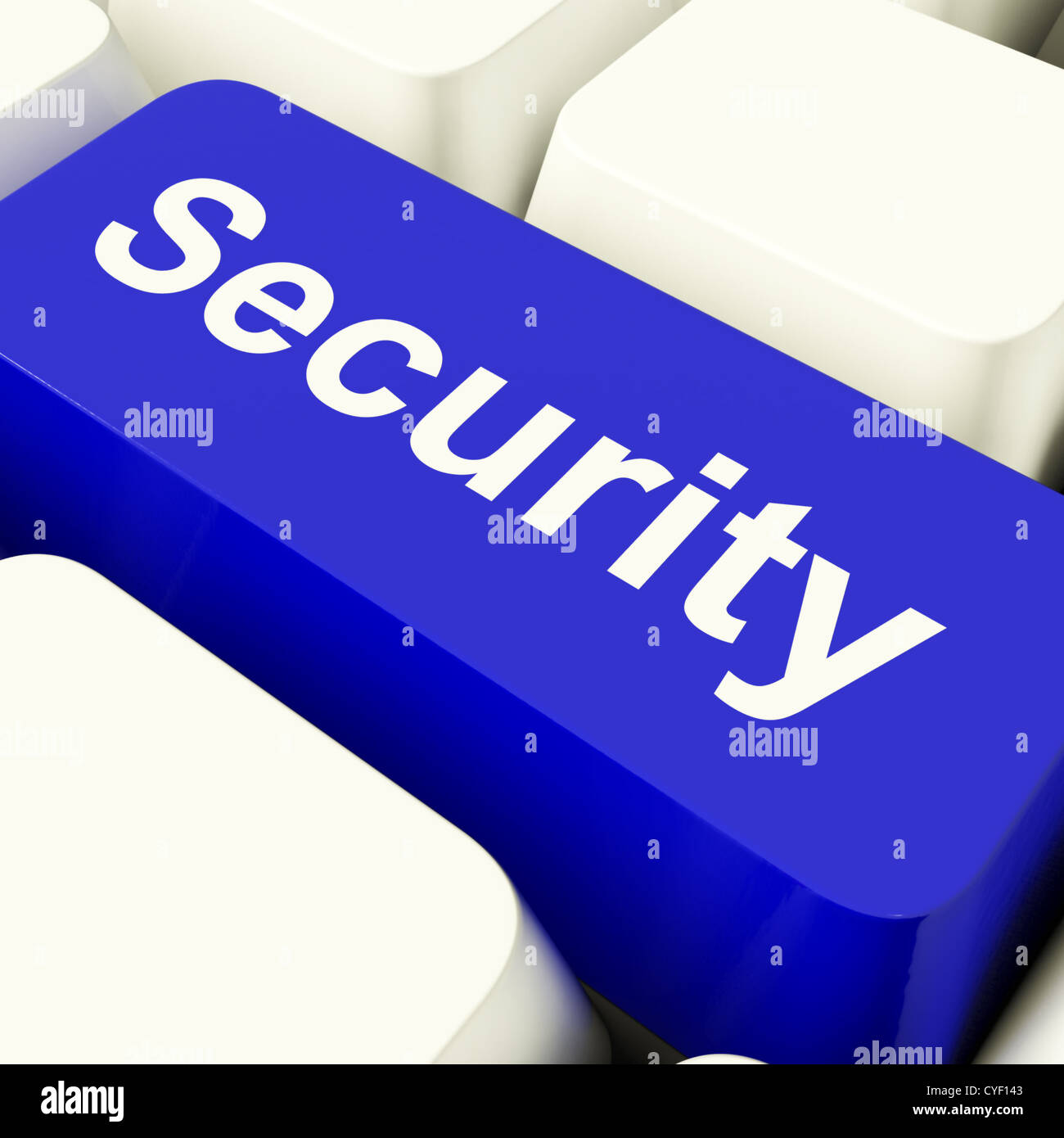 Security Computer Key In Blue Showing Privacy And Online Safety Stock ...