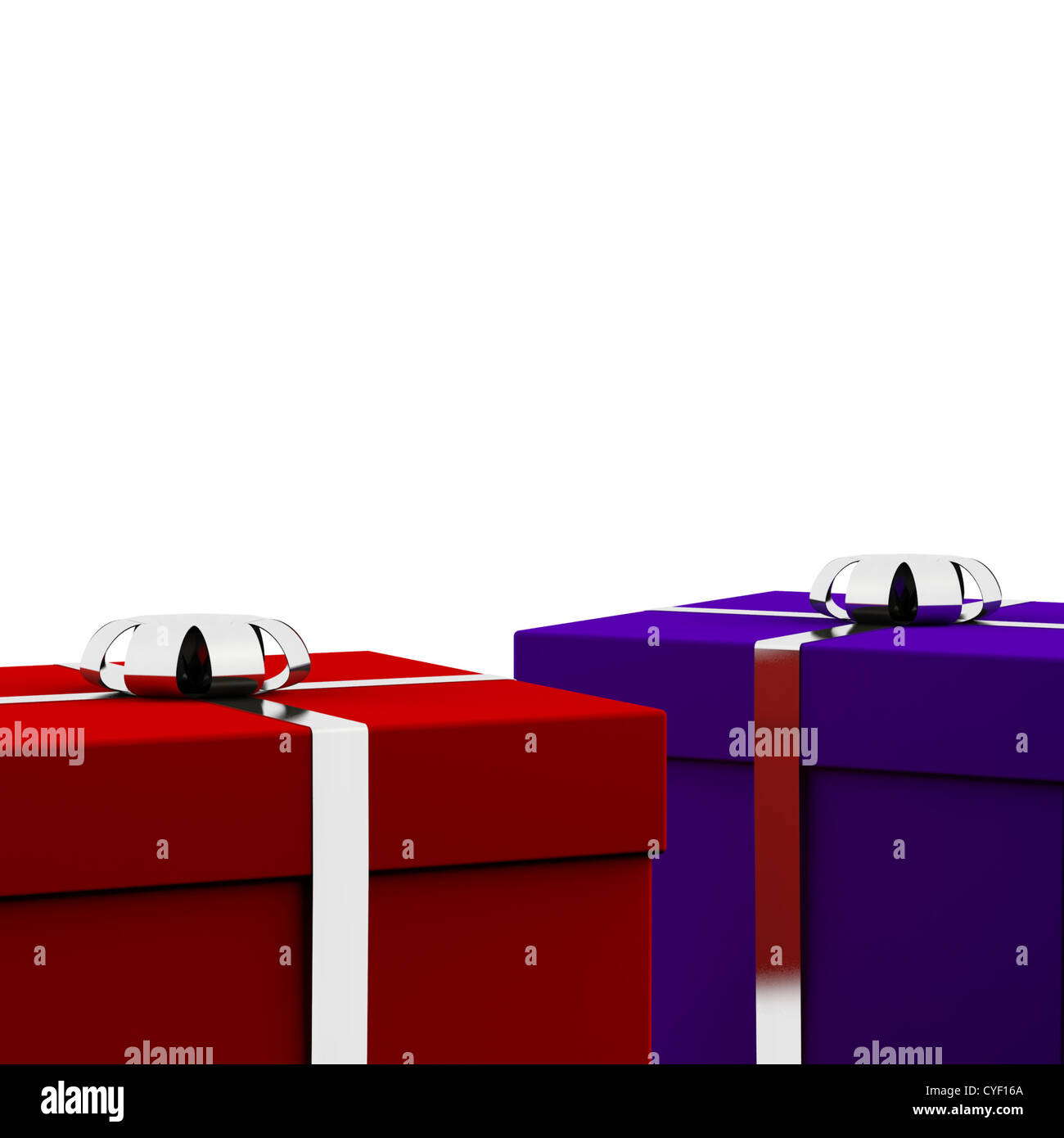 Red And Blue Gift Boxes With White Background As Present For Him And ...