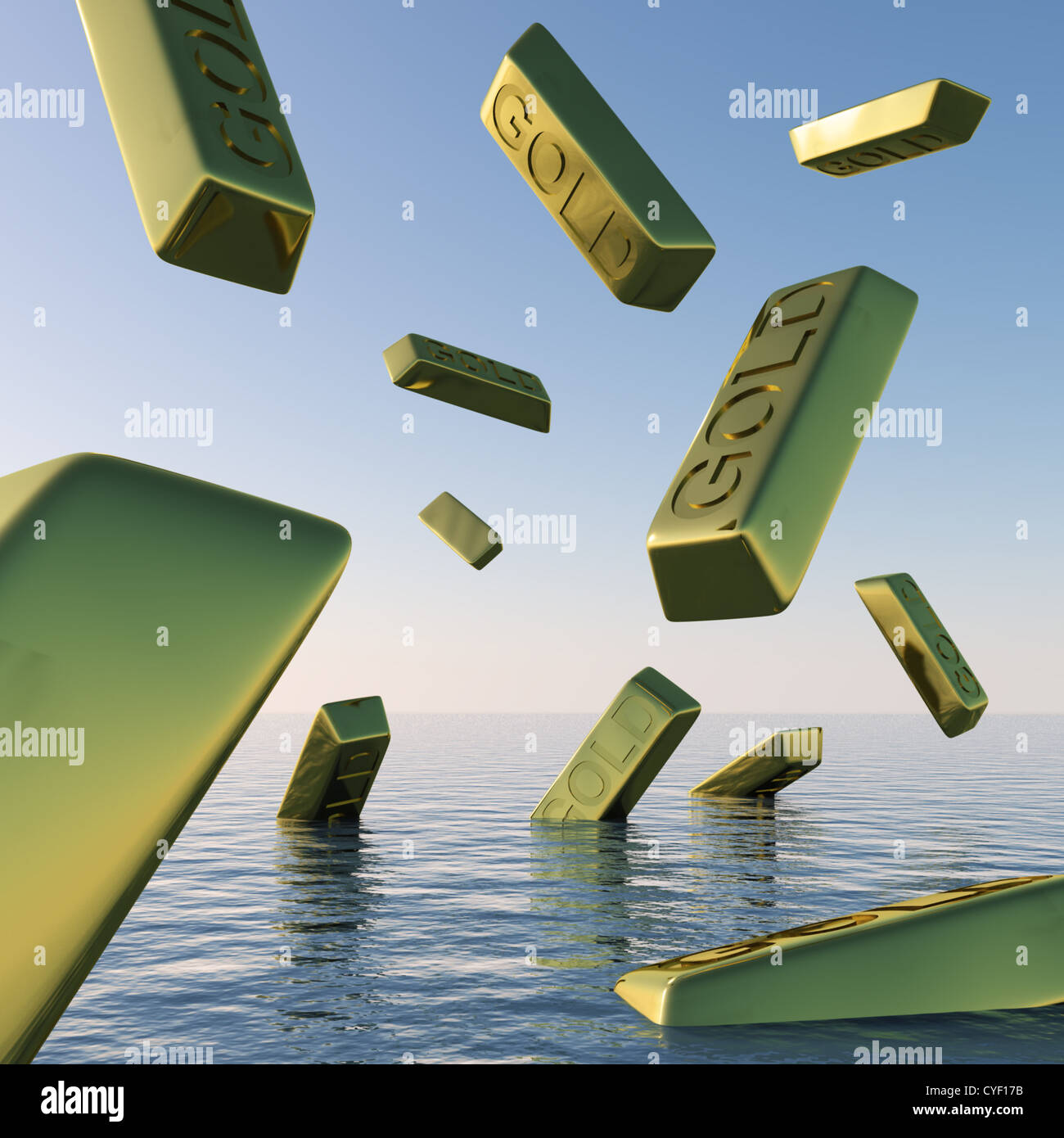 Gold Bars Falling Showing Depression Recession And Economic Downturns ...