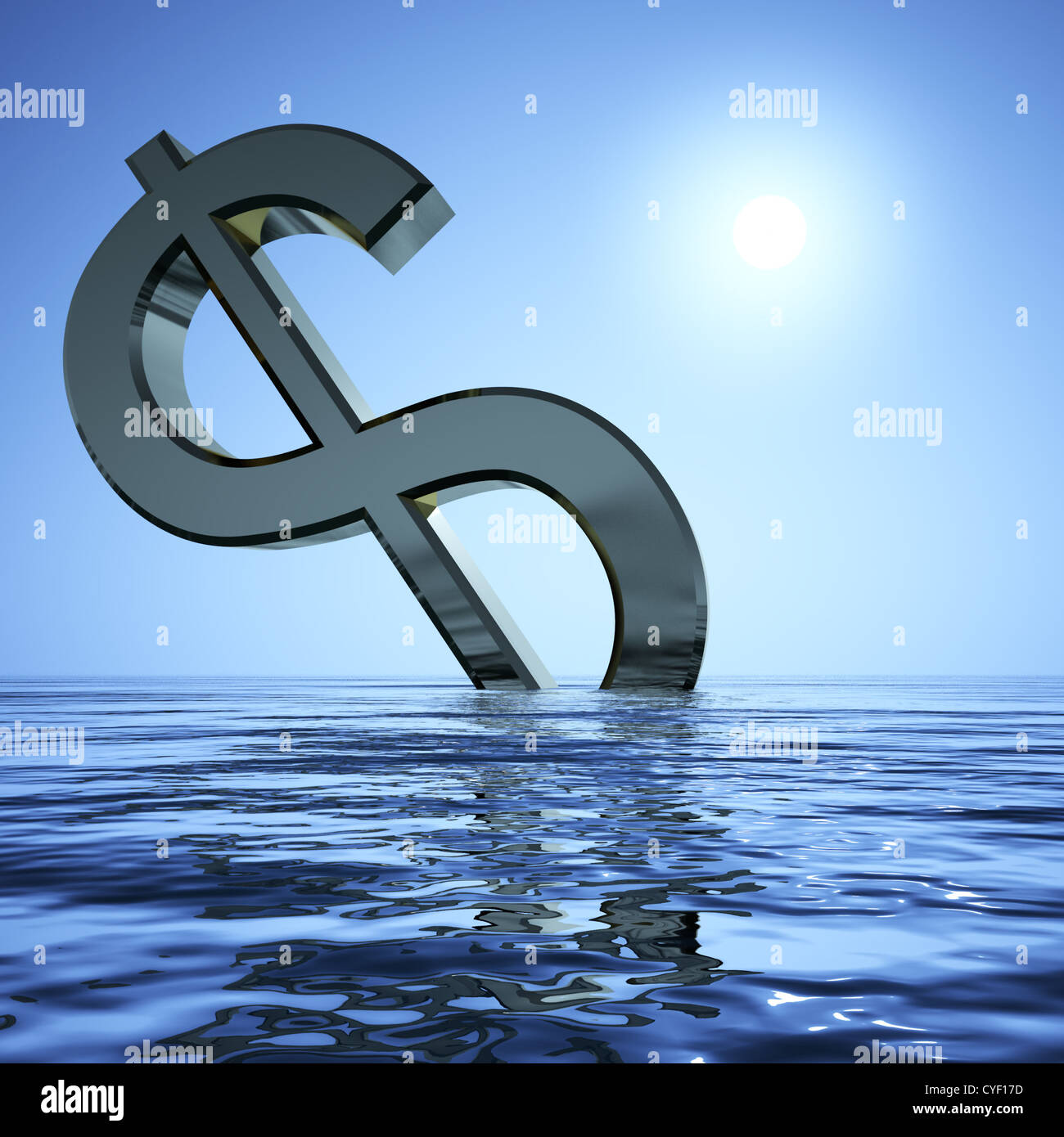 Dollar Sinking And Sun Showing Depression Recession And Economic ...