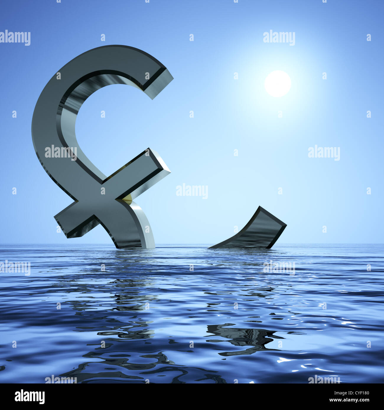 Pound Sinking In The Sea Showing Depression Recession And Economic ...