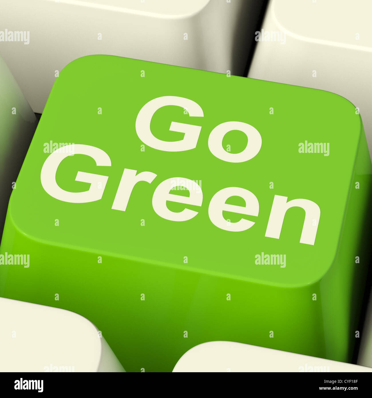 Go Green Computer Key Showing Recycling And Eco Friendliness Stock ...