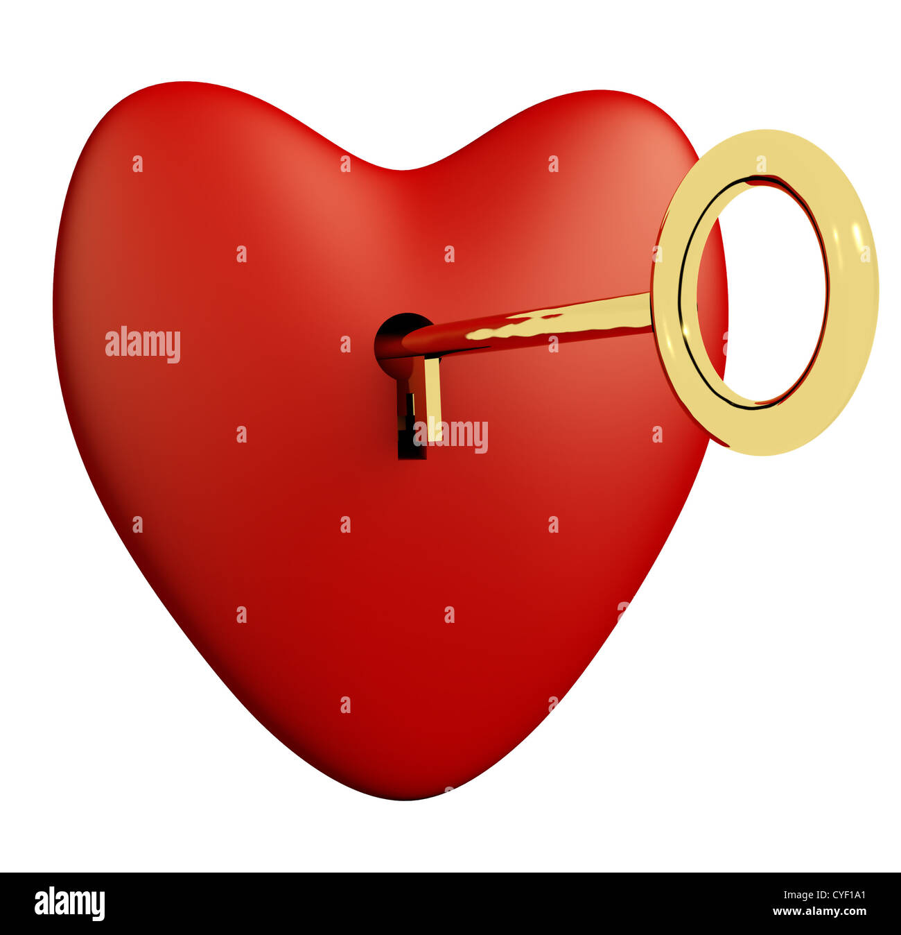 Heart With Key And White Background Showing Love Romance And Valentine ...