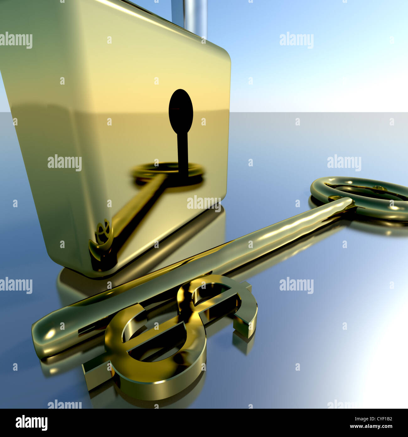 Dollar Key With Padlock Showing Banking Savings And Finances Stock ...