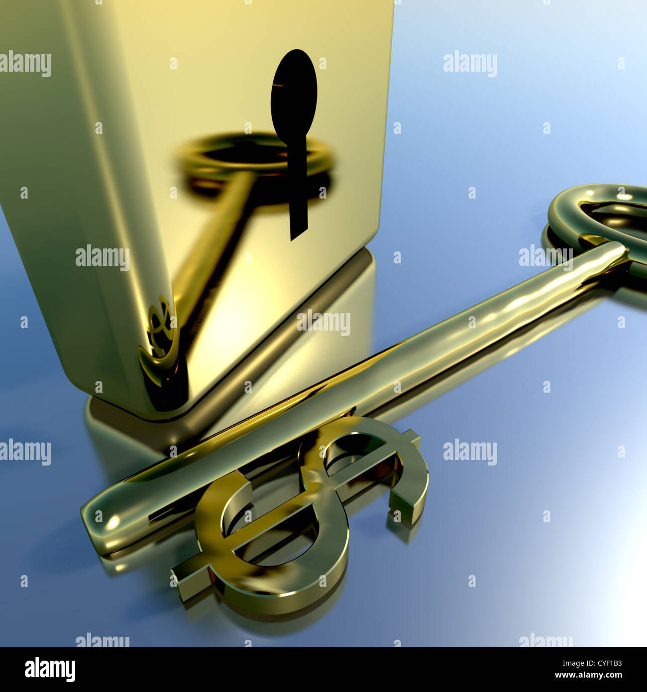 Dollar Key With Gold Padlock Showing Banking Savings And Finances Stock ...