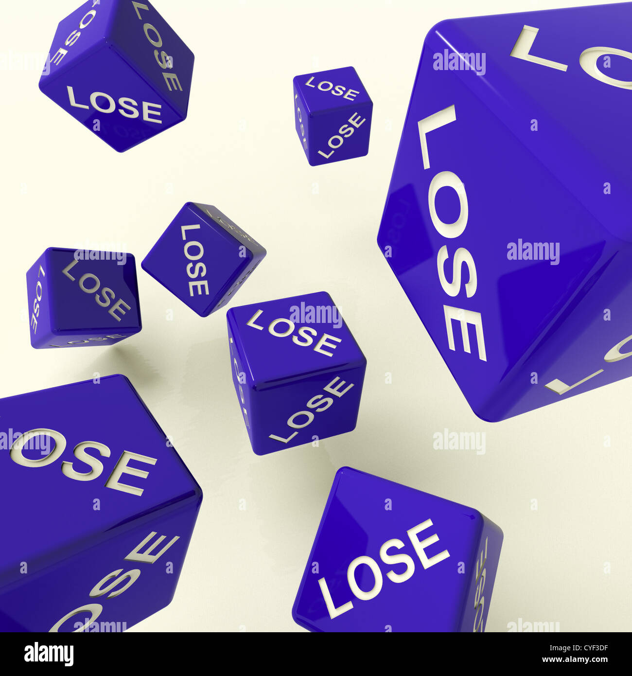 Lose Blue Dice Representing Defeat And Loss Stock Photo - Alamy
