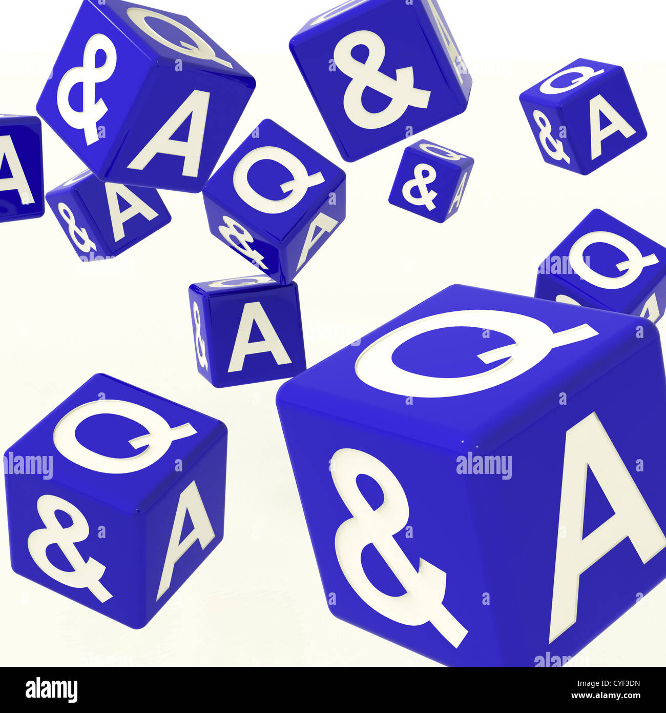 Question and Answer Blue Dice As Symbol For Information Stock Photo - Alamy
