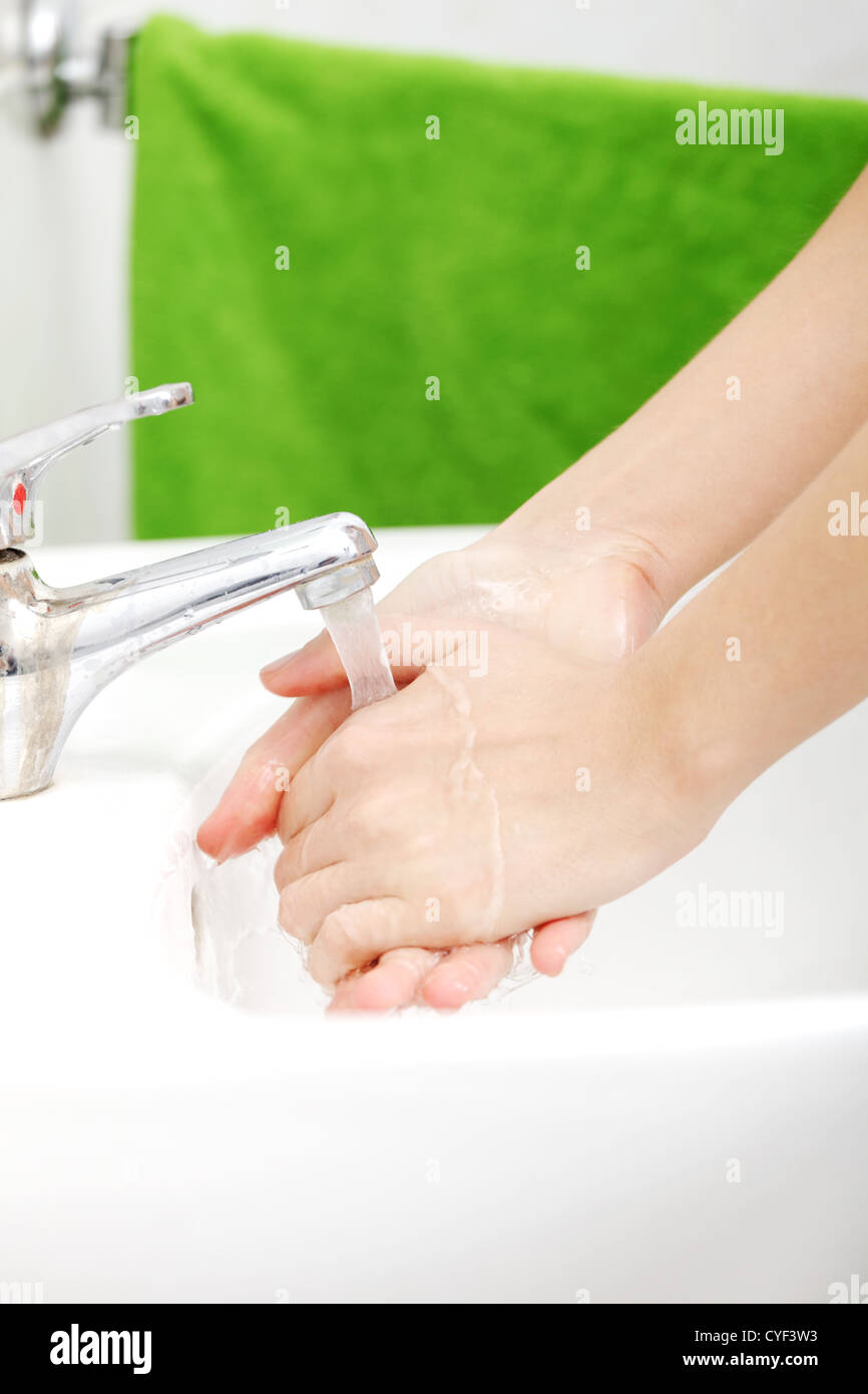 Hands closeup while being washed in the basin Stock Photo - Alamy