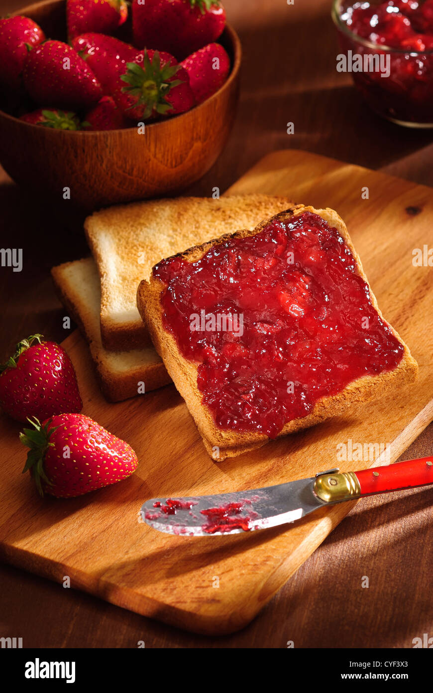 toast snack with cherry jam and strawberry Stock Photo - Alamy
