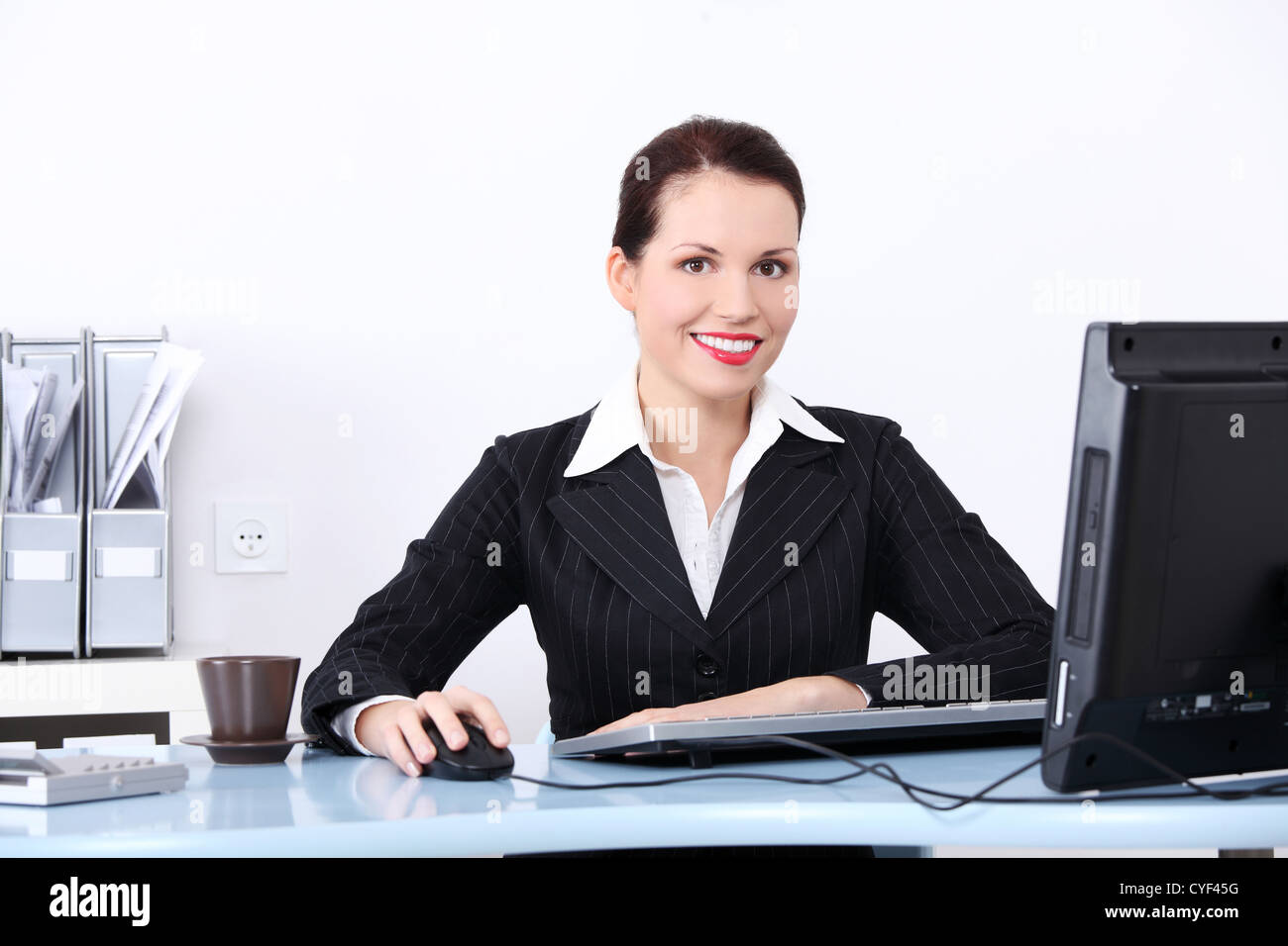Pretty friendly lady sitting hi-res stock photography and images - Alamy