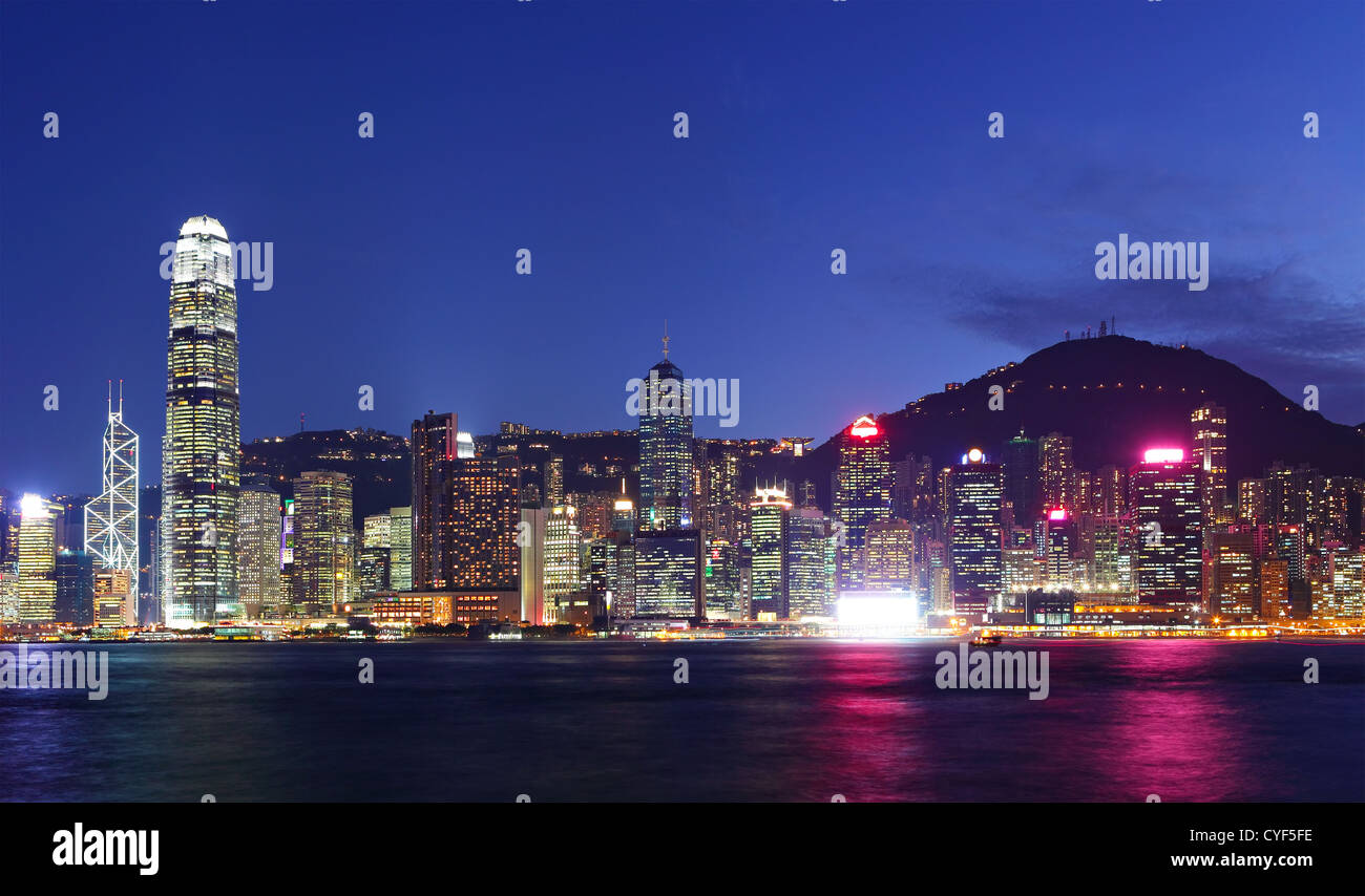 Hong Kong skyline at night Stock Photo - Alamy