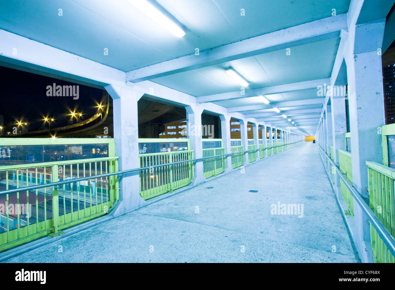 Footbridge at night Stock Photo - Alamy