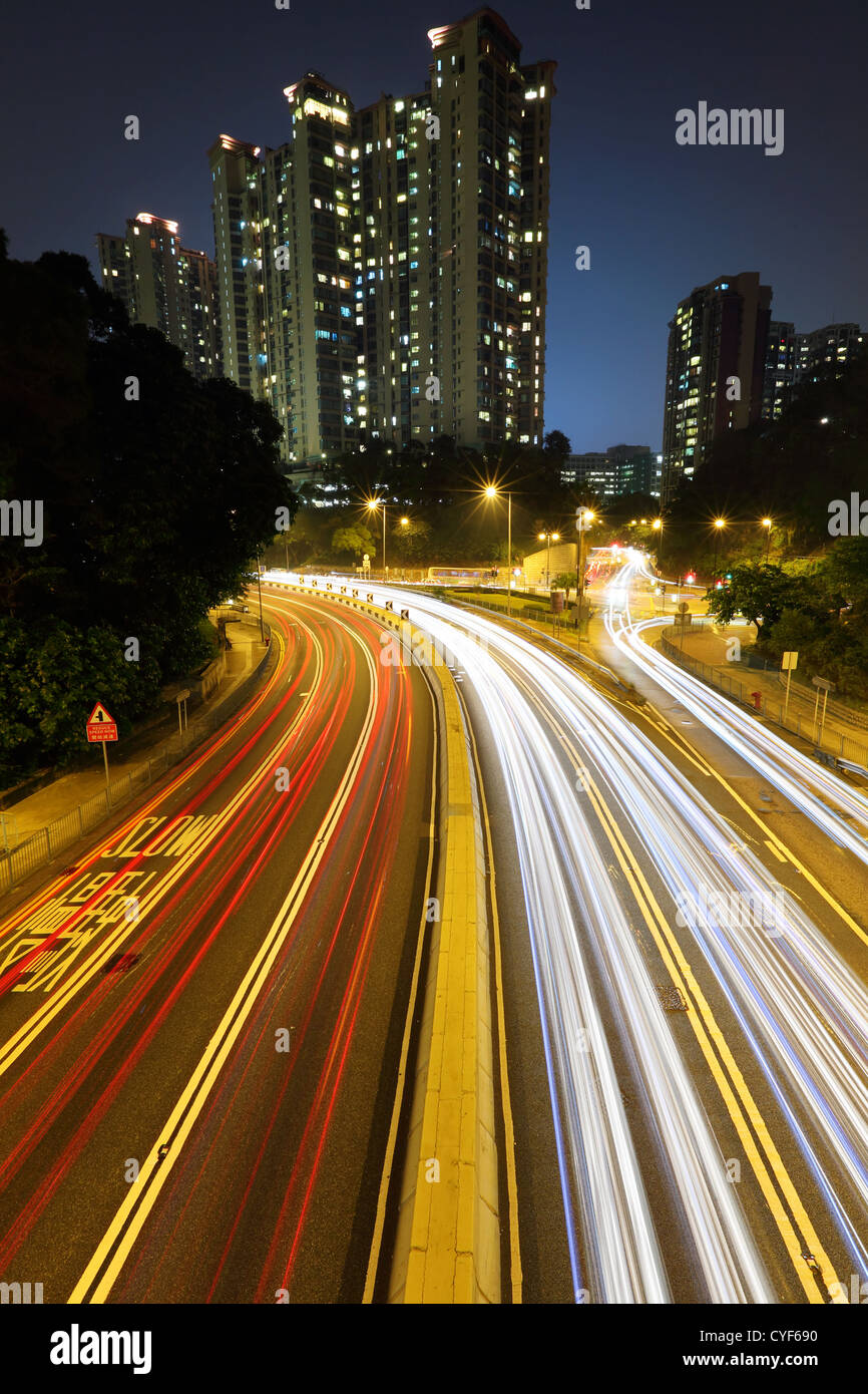 car trails in city Stock Photo - Alamy