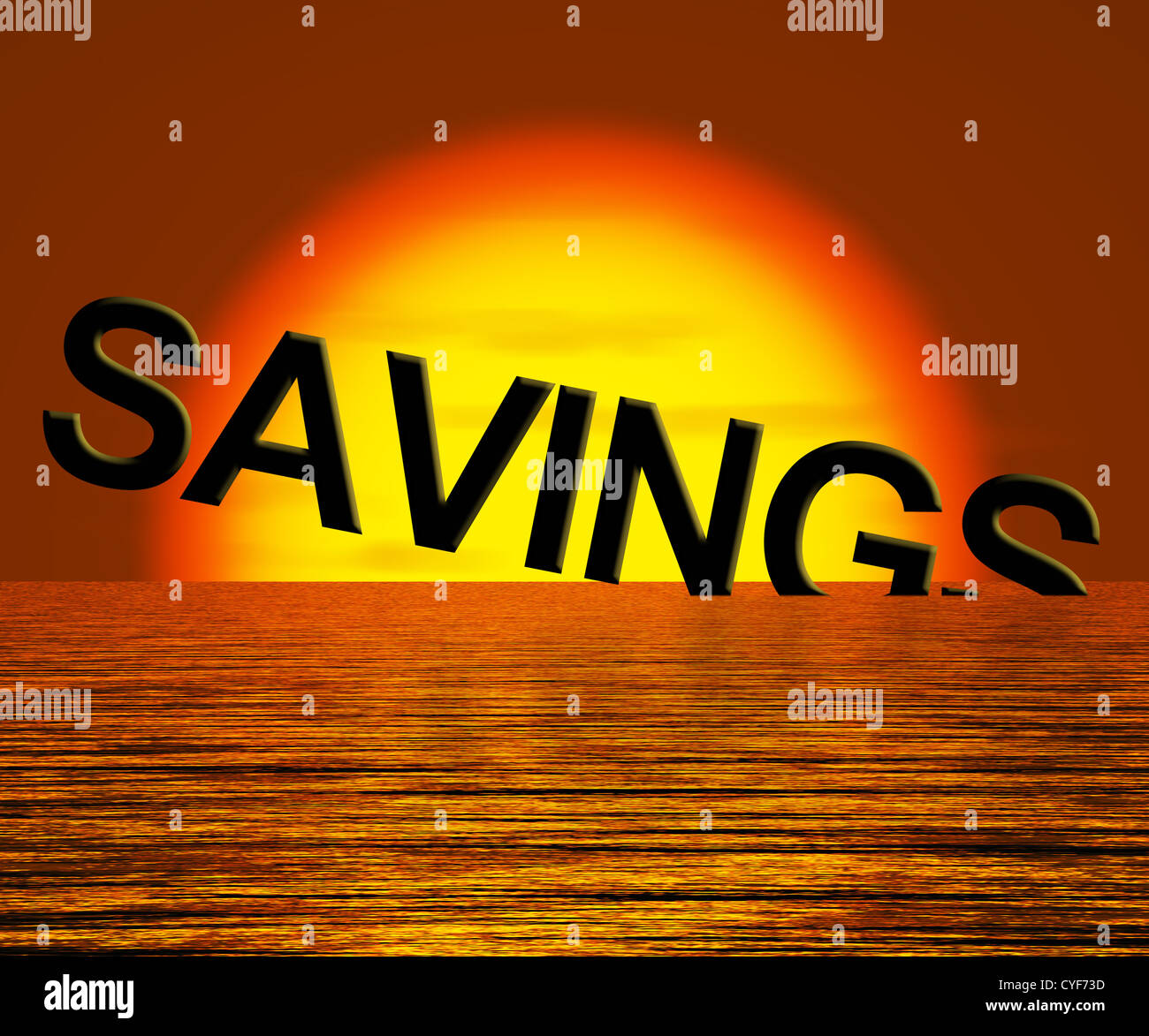 Savings Word Sinking Showing Reduction Of Money Or Wealth Stock Photo ...