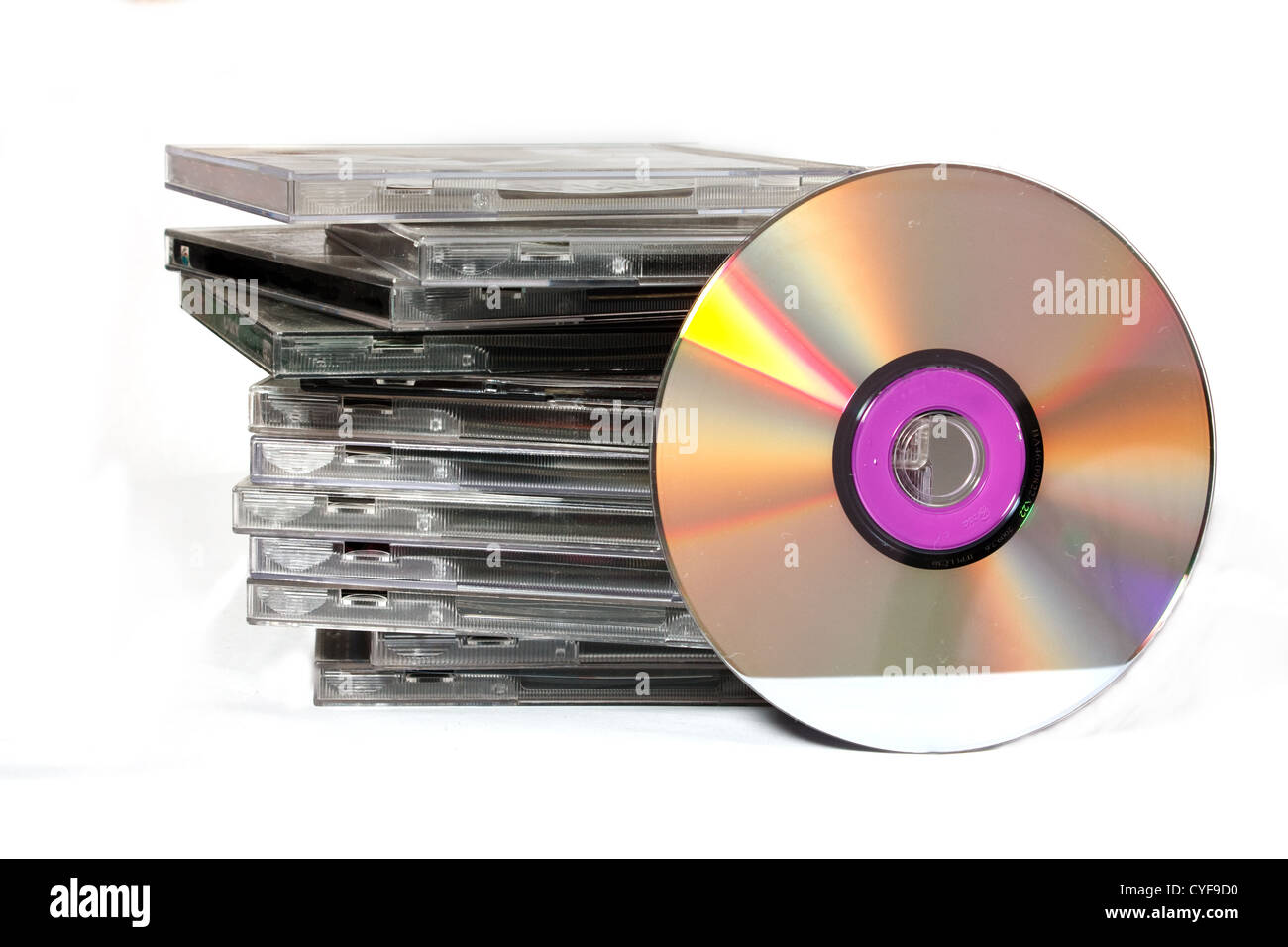 Cd on heap of box isolated on white background Stock Photo - Alamy