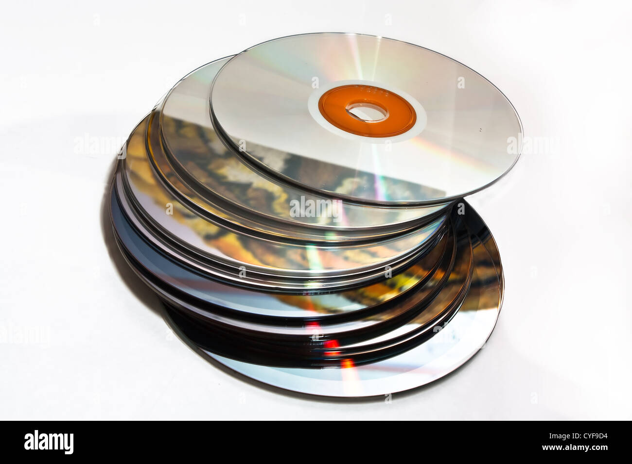 Heap of CD on the white background Stock Photo - Alamy