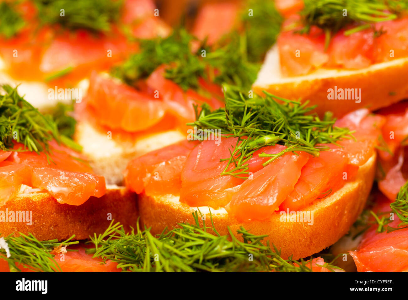 Sandwiches with red fish Stock Photo - Alamy