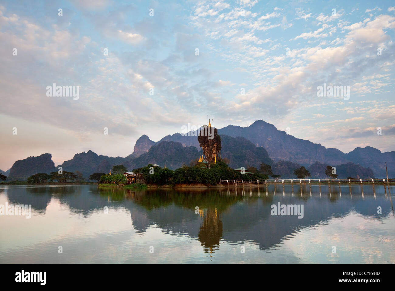 monastery on island in Myanmar Stock Photo - Alamy