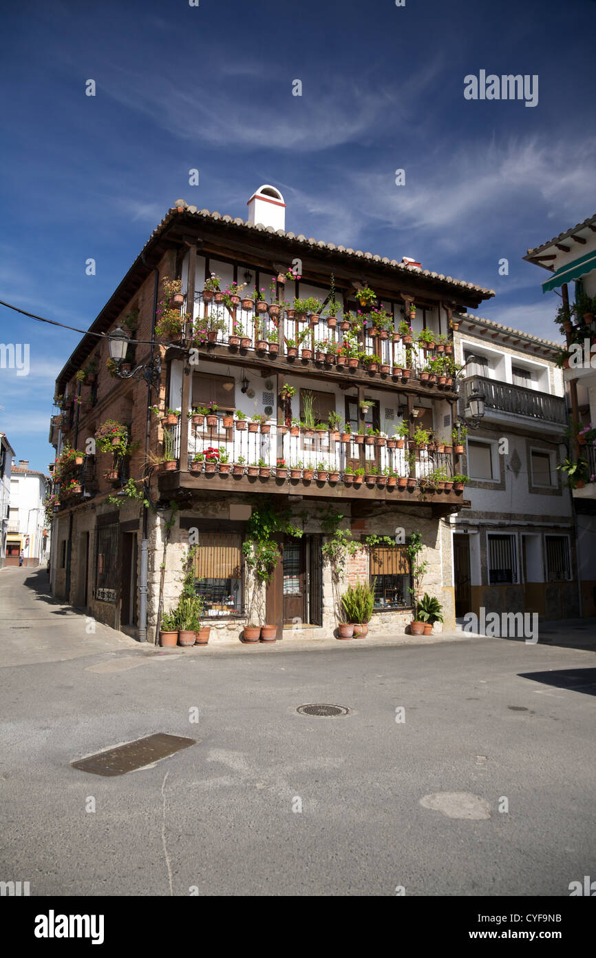 view of famous ancient building at Candeleda village in Avila Spain ...