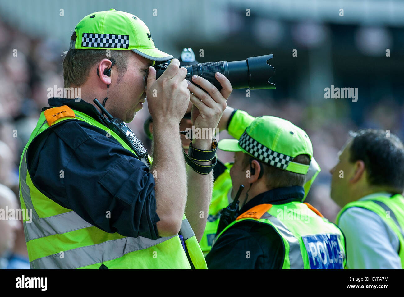 Police crowd surveillance at a British sporting event Stock Photo - Alamy