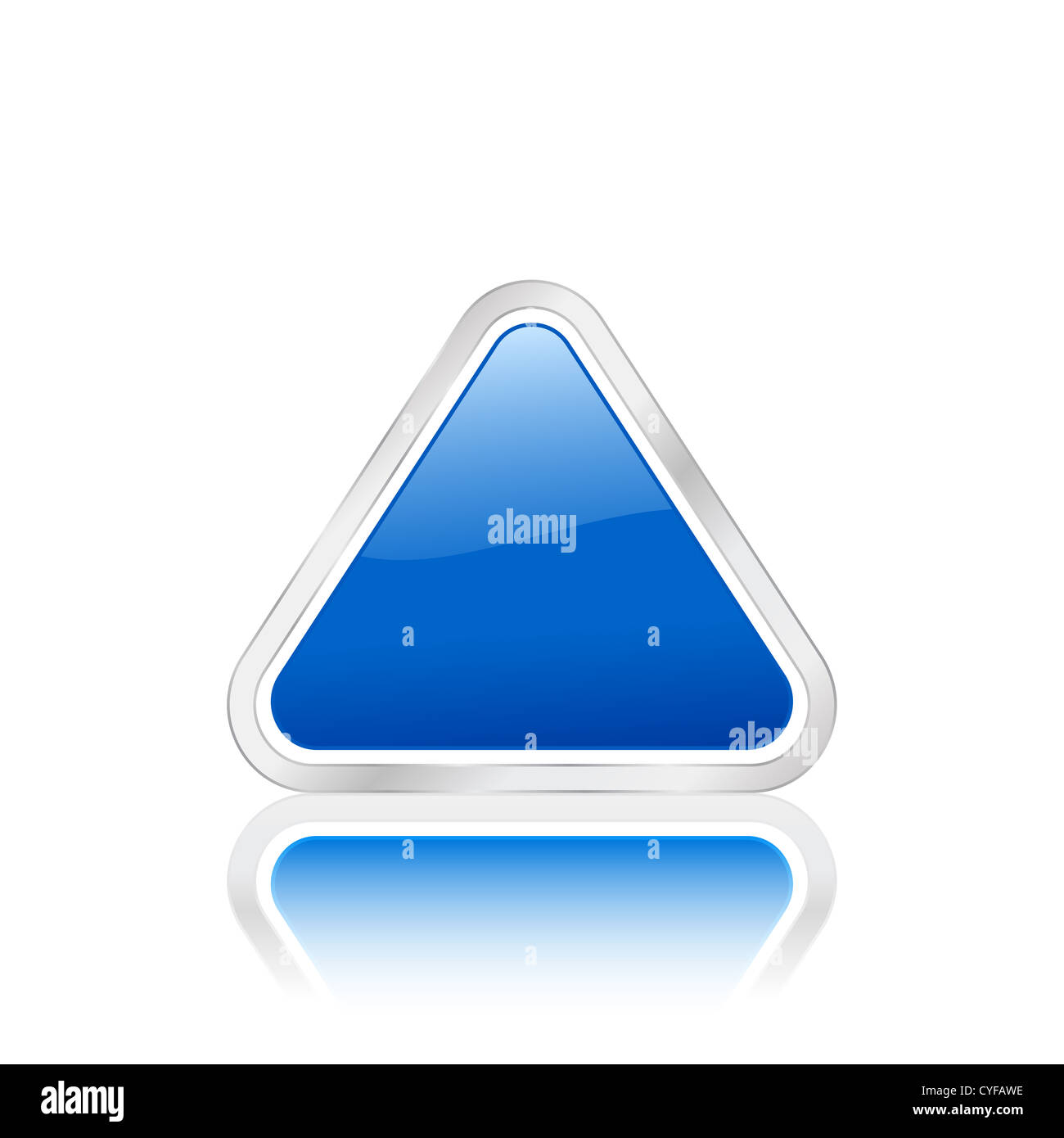 Triangular icon with metal contour, isolated on a white background ...