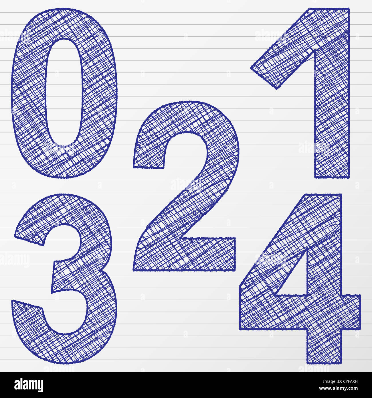 Scratch number from 0 to 4. Vector illustration Stock Photo - Alamy