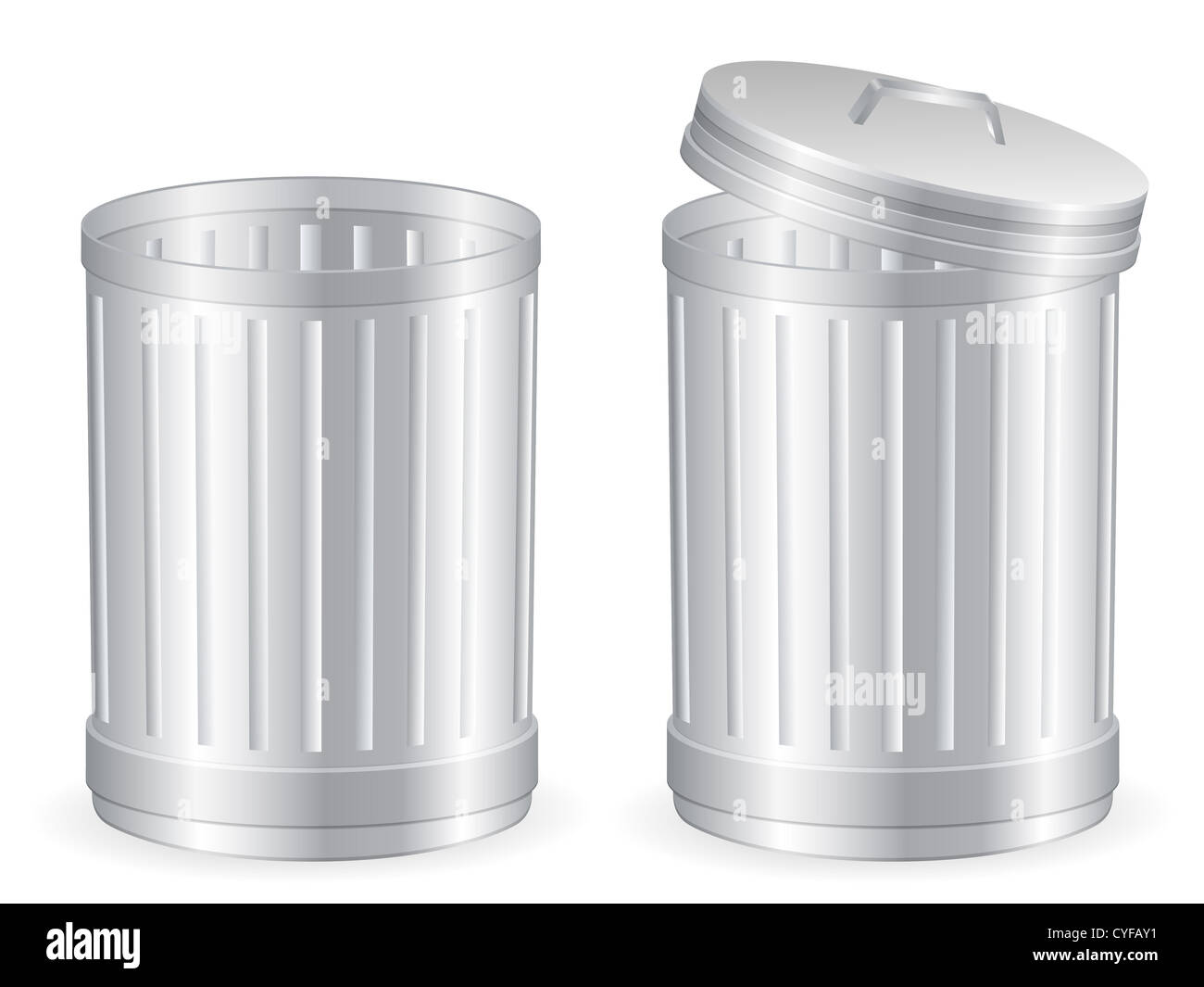 Trash can set on white background. Vector illustration Stock Photo - Alamy