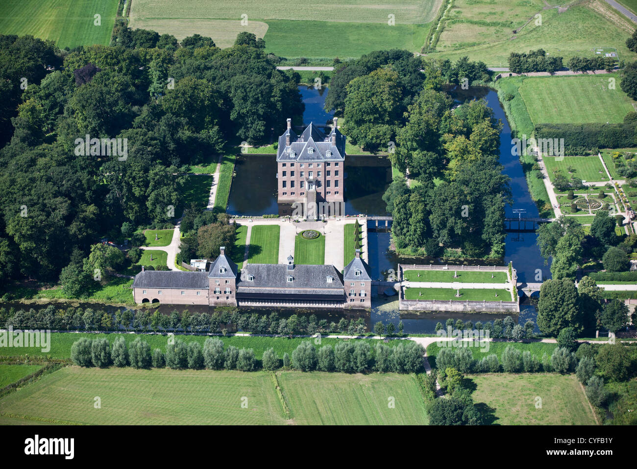 The Netherlands, Amerongen, Castle called Amerongen. Aerial Stock Photo ...