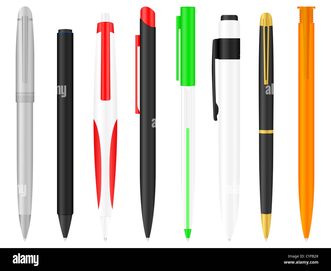 Ballpoints set on a white background. Vector illustration Stock Photo ...