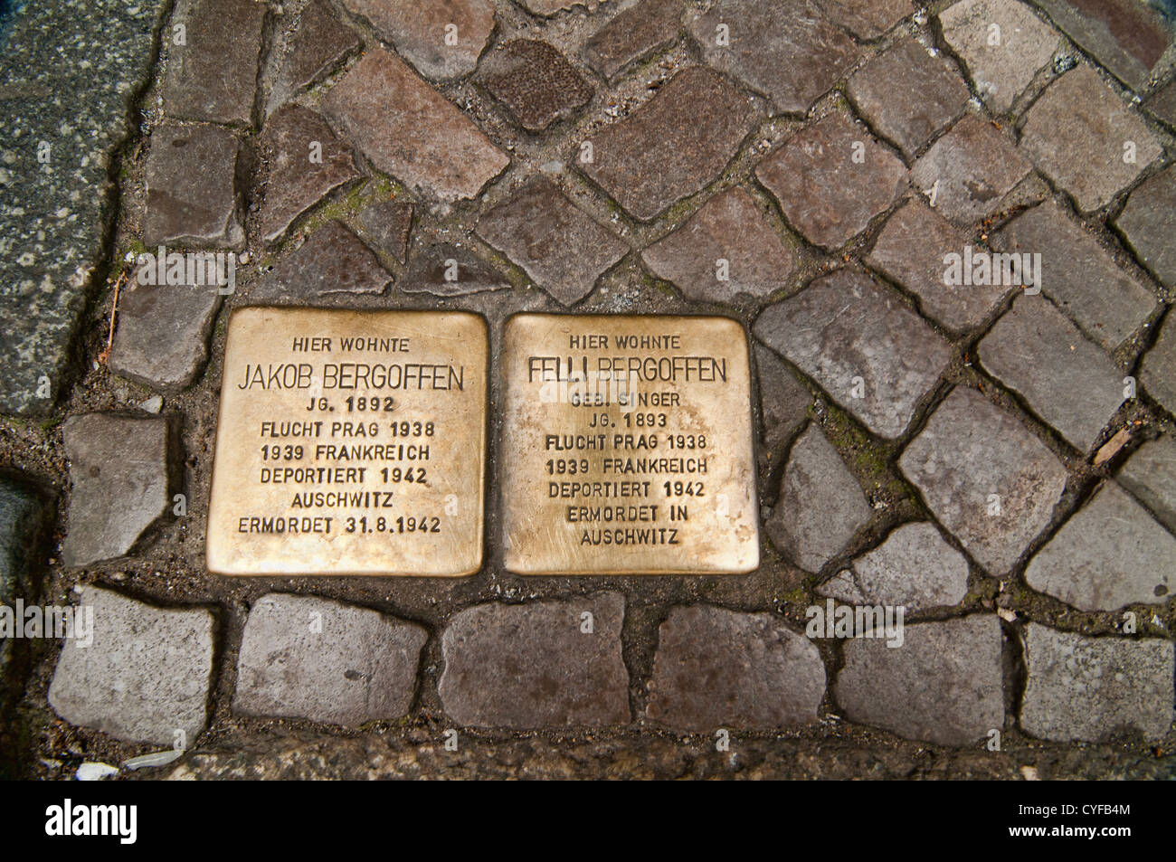 plaque remembering Jews taken to Auschwitz in Berlin, Germany Stock ...