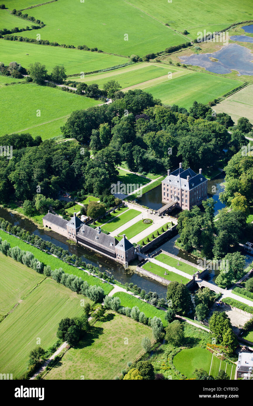 The Netherlands, Amerongen, Castle called Amerongen. Aerial Stock Photo ...