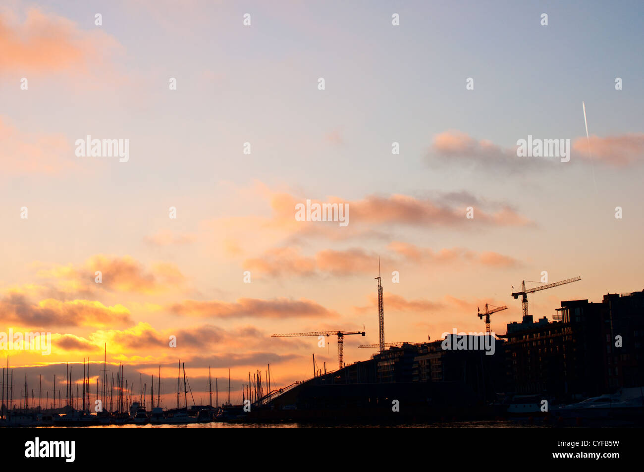 Modern city and marina view at sunset Oslo Norway Stock Photo - Alamy