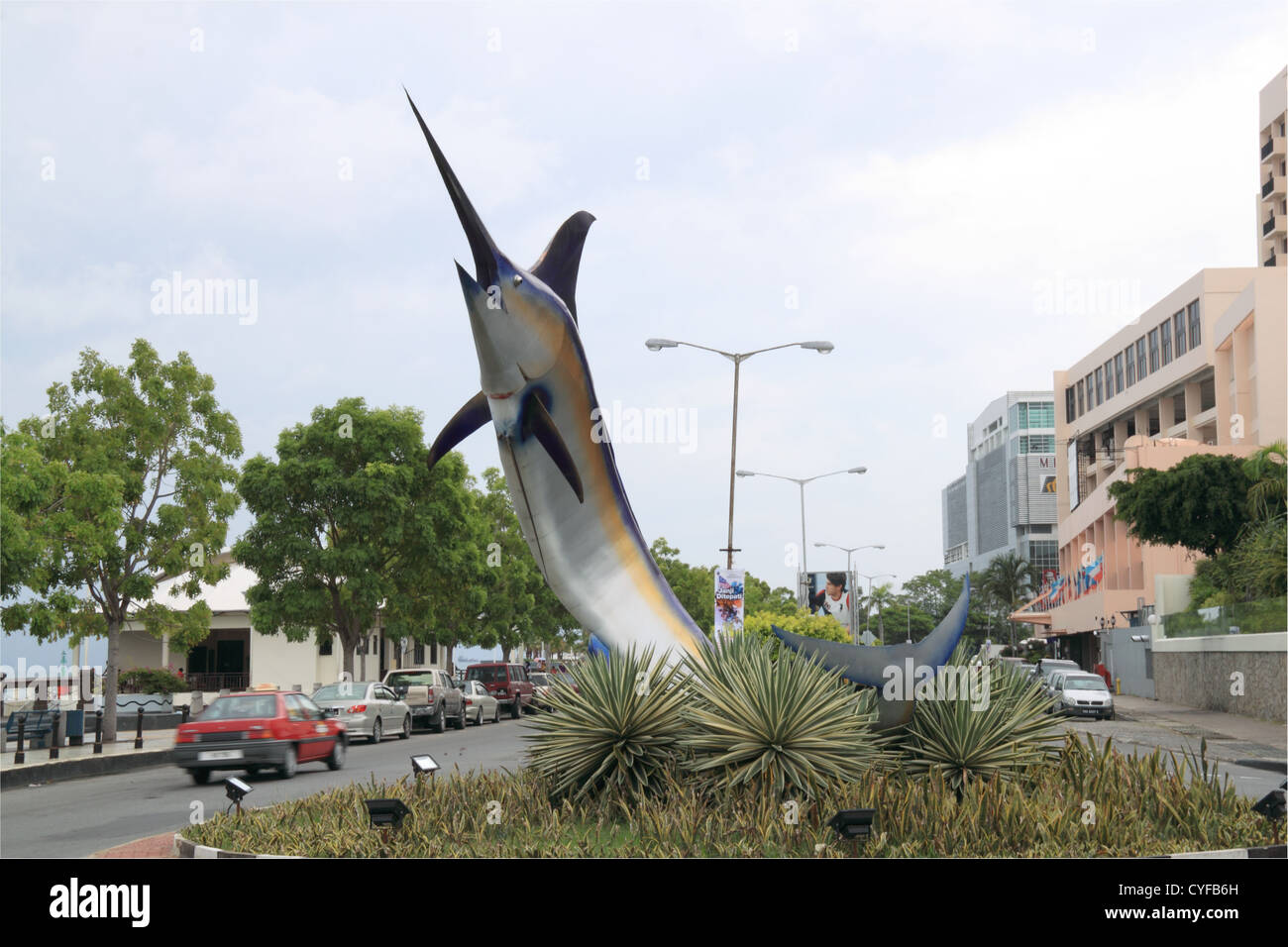 Marlin (Makaira indica) sculpture on roundabout, Julan Tun Fuad ...