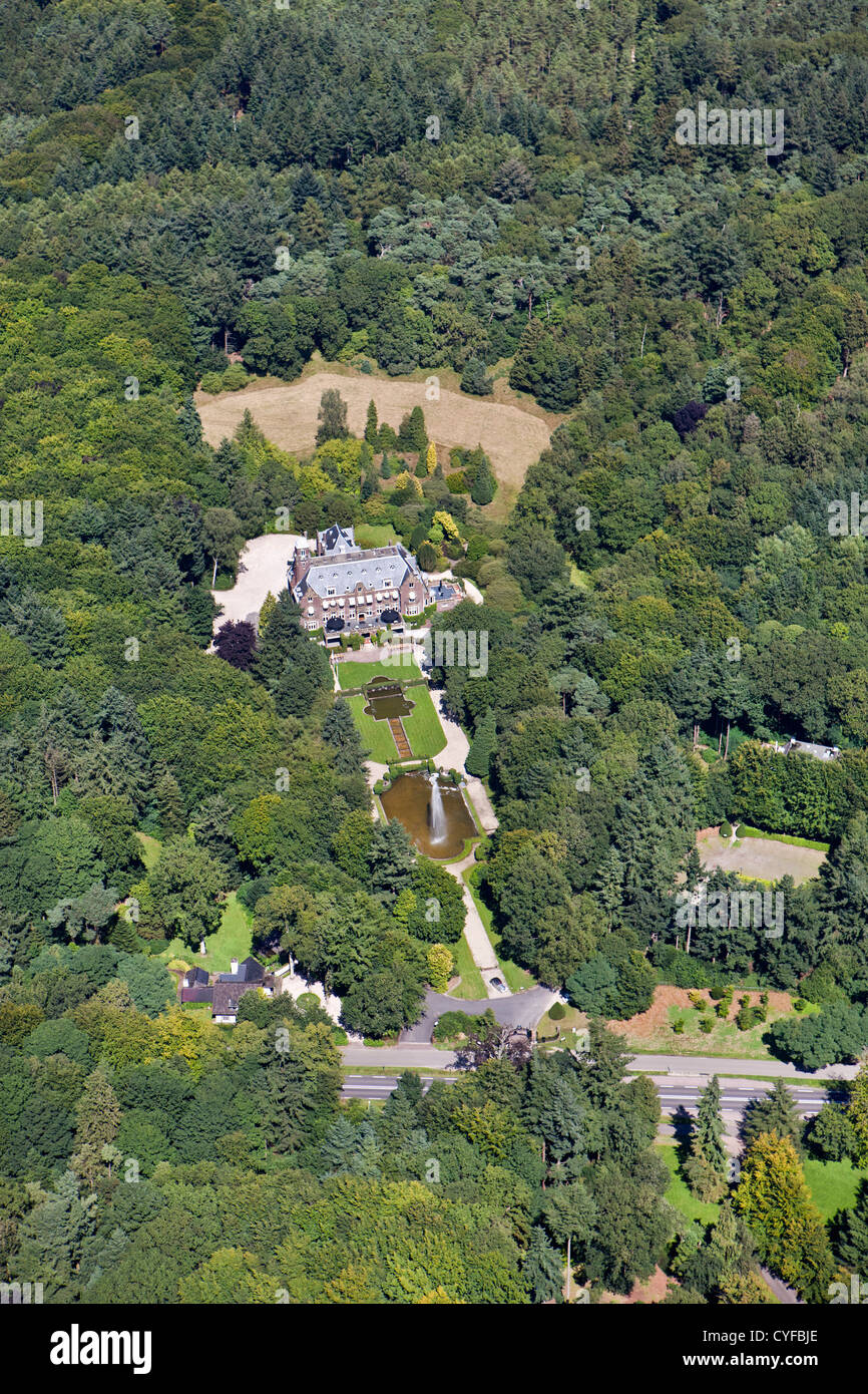 The Netherlands, Baarn, Castle called De Hooge Vuursche. Aerial Stock ...