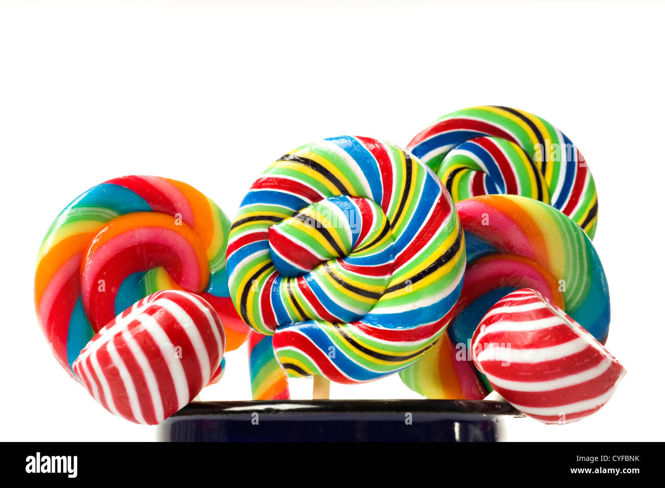 Sugar candy lollipop collection on white Stock Photo - Alamy