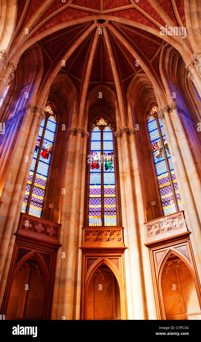 Arched ceiling with stained glass windows Berlin Germany Stock Photo ...