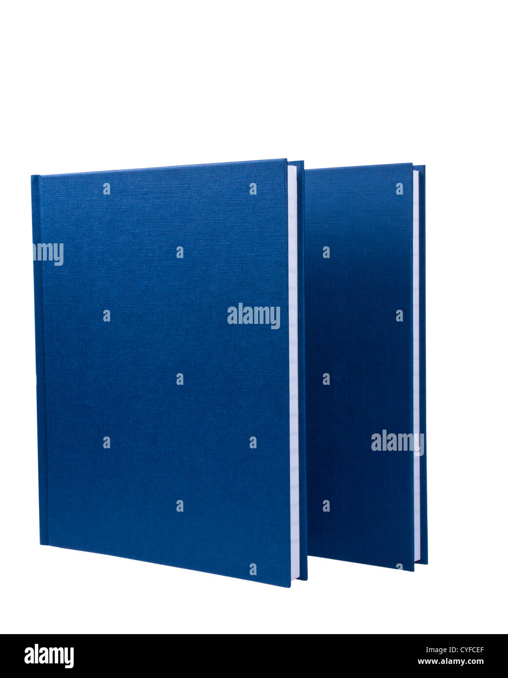 Two blue notepads isolated on white background Stock Photo - Alamy