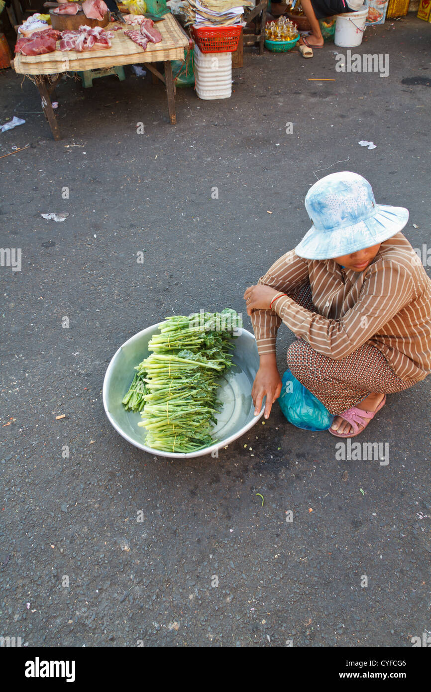 Vegetable Sale on a Market in Phnom Penh, Cambodia Stock Photo - Alamy