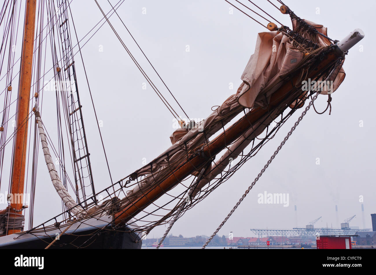 Ship with the lowered sails Stock Photo - Alamy