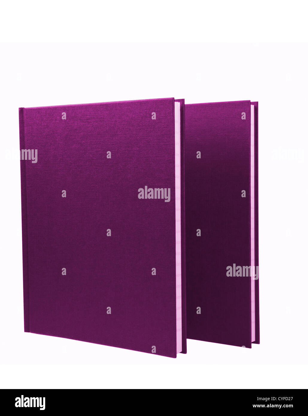 Two purple notepads isolated on white background Stock Photo - Alamy