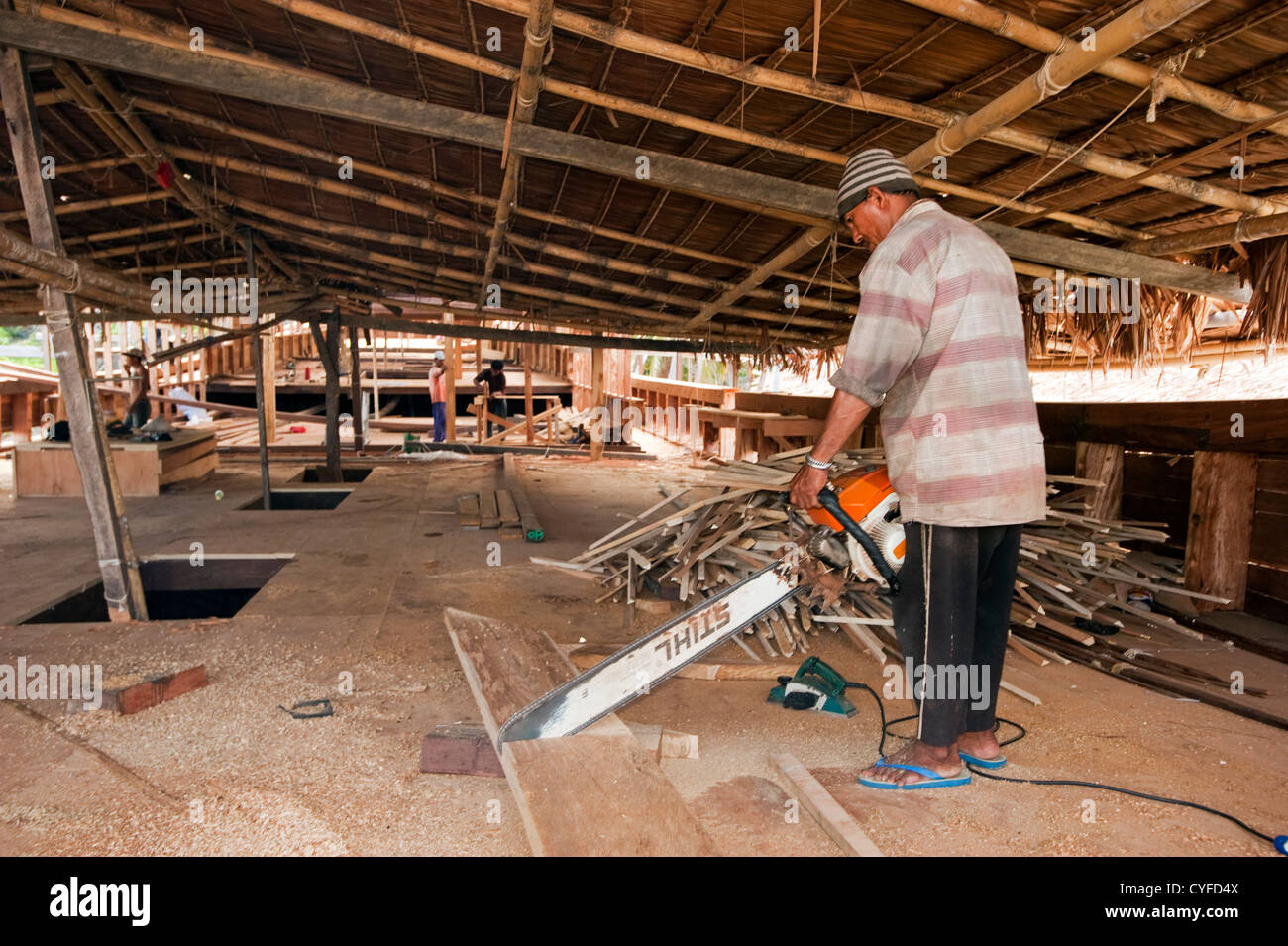 Traditional Pinisi wooden sailing boat construction, Bira Sulawesi ...