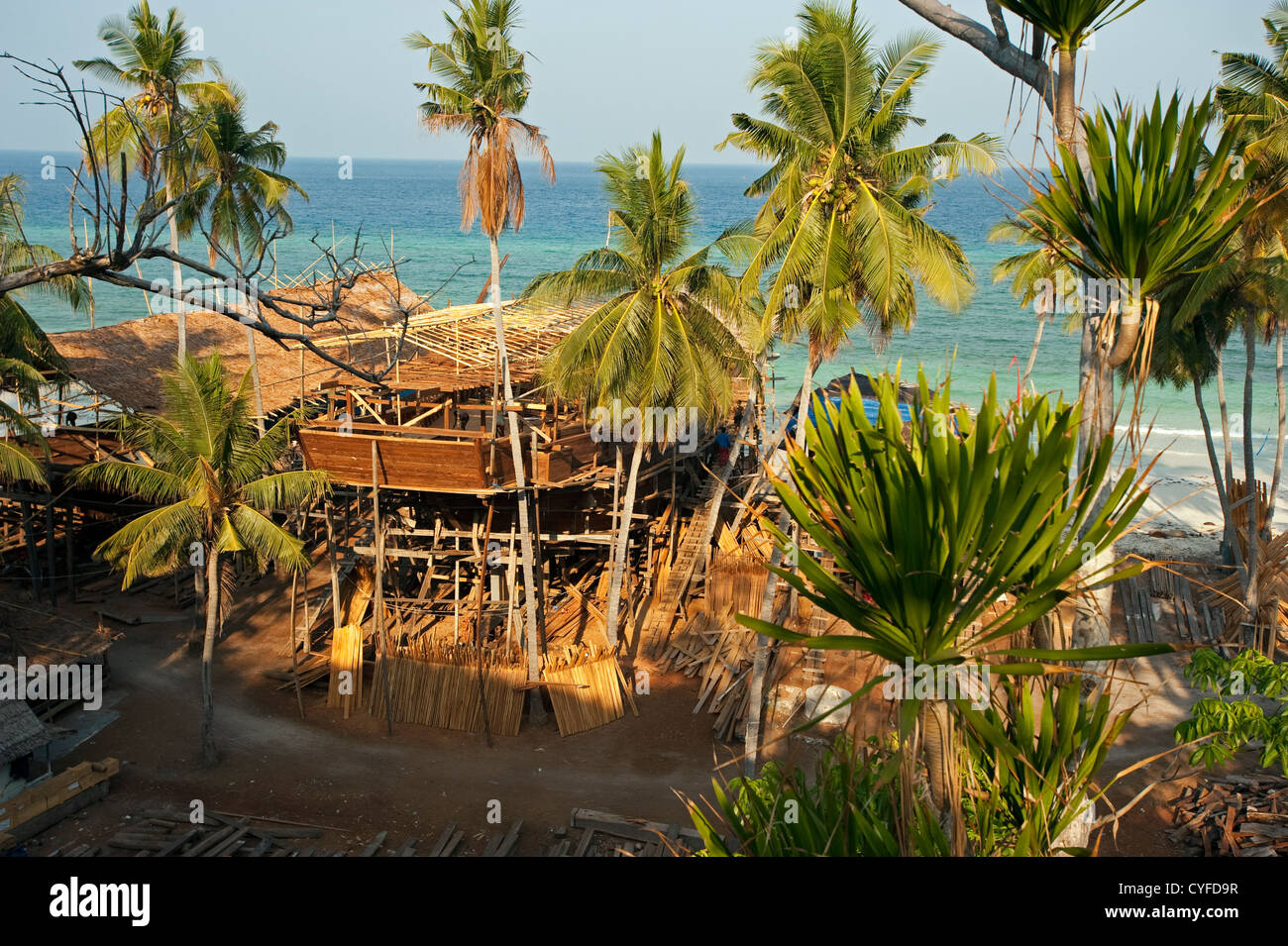 Traditional Pinisi wooden sailing boat construction, Bira Sulawesi ...