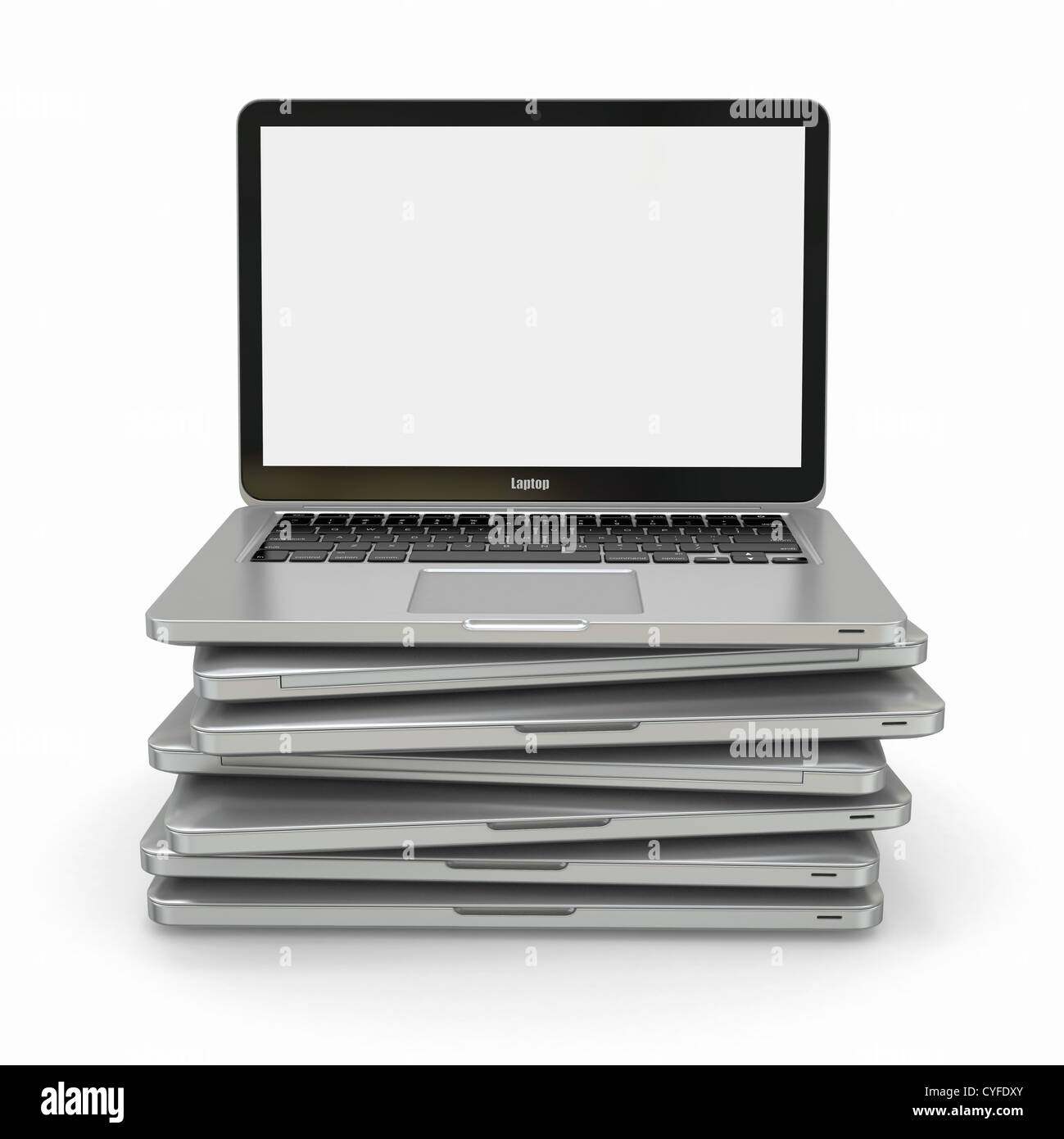Stack of Laptop on white isolated background. 3d Stock Photo - Alamy