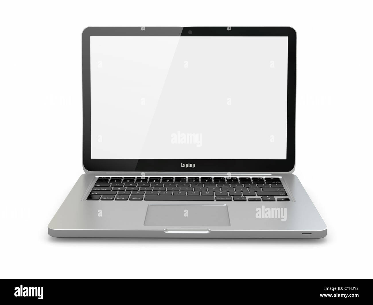Aluminium laptop on white background. Three-dimensional image Stock ...