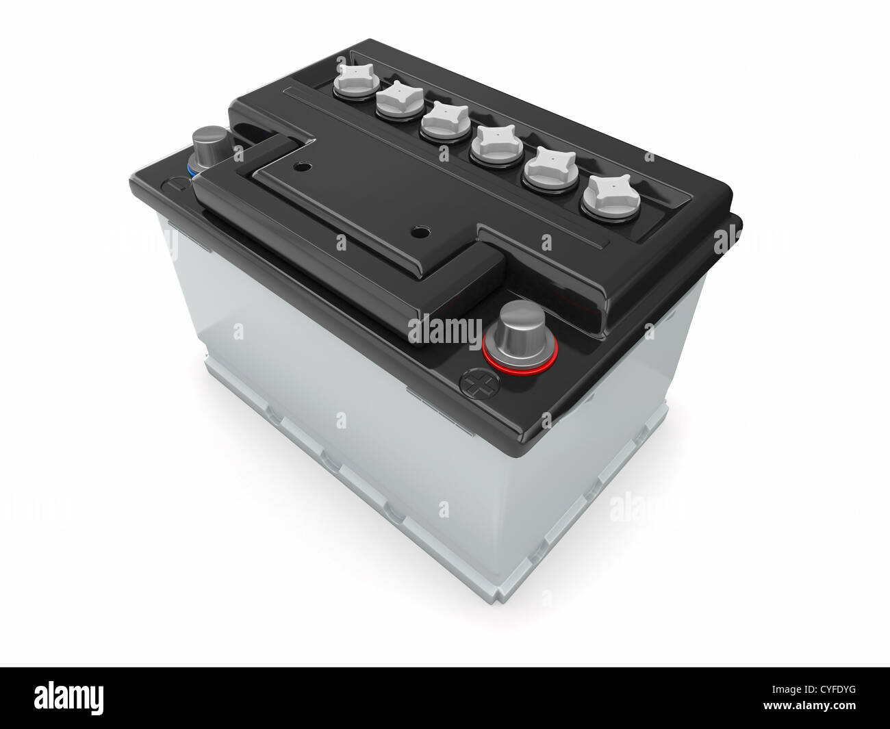 Car battery on white background. Three-dimensional image Stock Photo ...