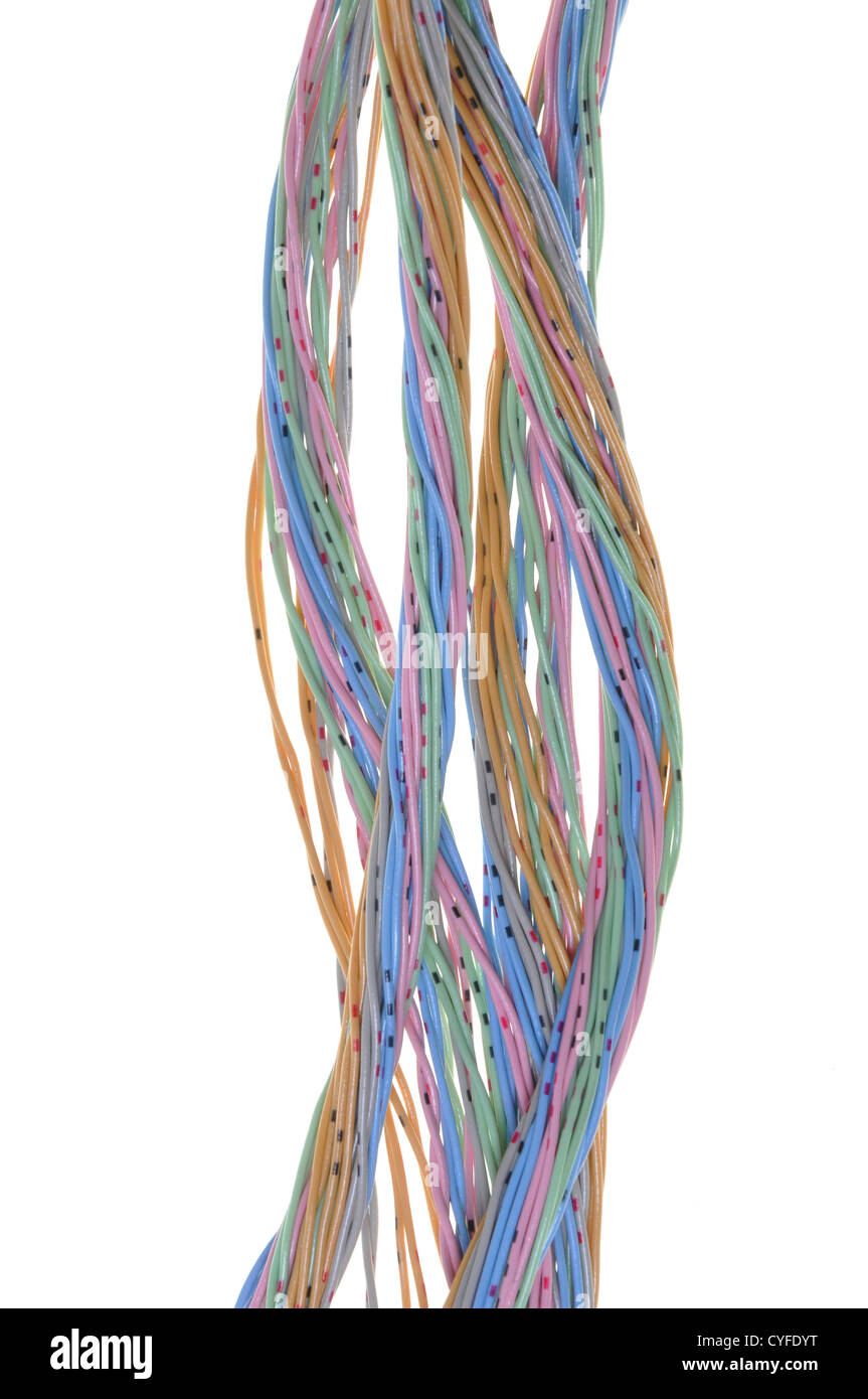 Bundle of pastel cables isolated on white background Stock Photo - Alamy